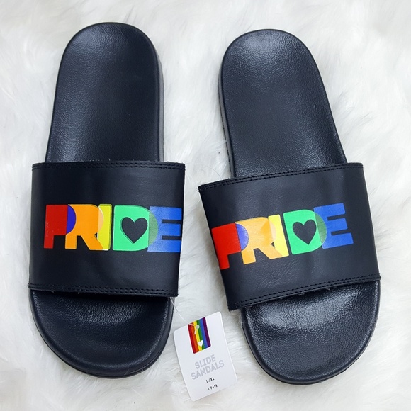Target | Shoes | Mens Pride Rainbow Black Slide Sandals | Poshmark